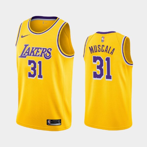 Купить оригинальную Los Angeles Lakers #31 Mike Muscala Gold 2018-19 ...